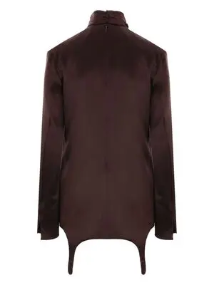 Saint Laurent Garter Detail Silk Blouse - Brown