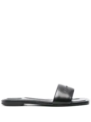 Alexander Wang Embossed-logo Slides - Black