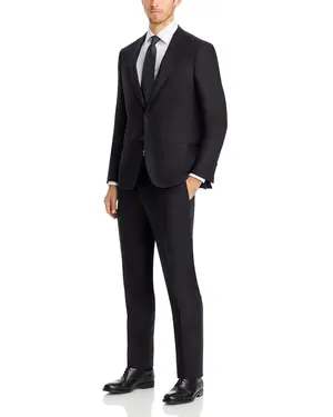 Canali Capri Textured Solid Slim Fit Suit - Black