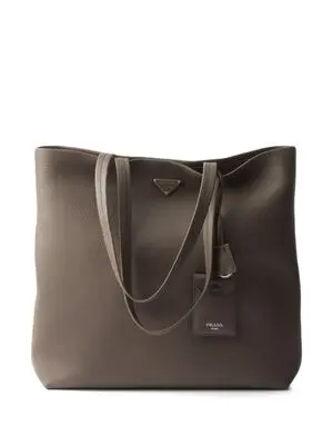 Prada Leather Tote Bag - Grey