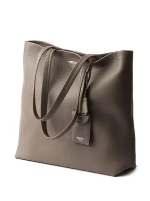 Prada Leather Tote Bag - Grey