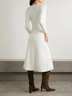 Veronica Beard Nami Pointelle-knit Midi Dress - Neutrals