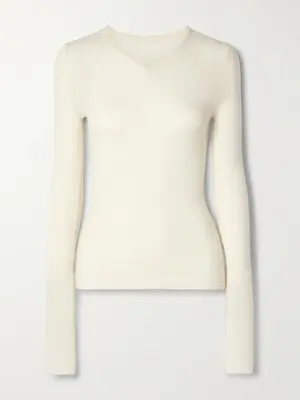 Khaite Tania Ribbed Wool-blend Top - Neutrals
