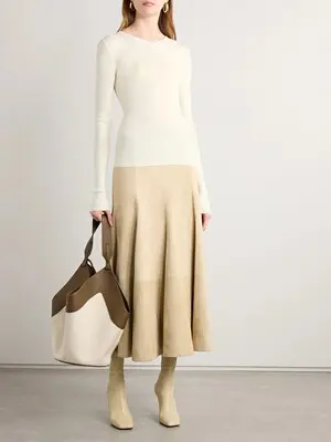 Khaite Tania Ribbed Wool-blend Top - Neutrals