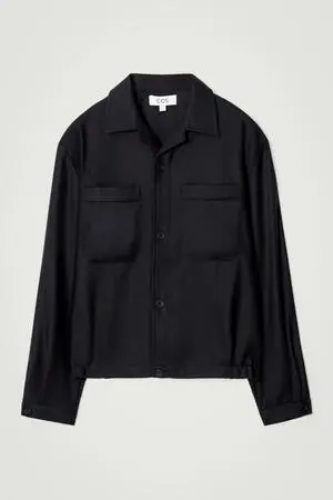 Cos Wool-flannel Overshirt - Navy