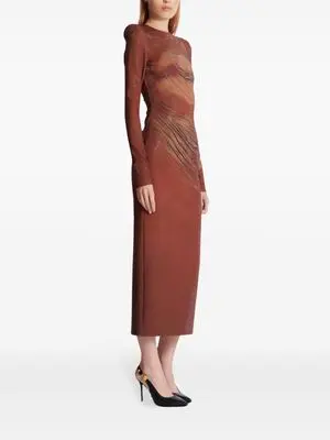 Balmain Rhinestone-embellished Printed Maxi Dress