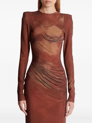 Balmain Rhinestone-embellished Printed Maxi Dress