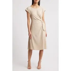 CONNECTED APPAREL Twist Wrap Waist Shift Dress