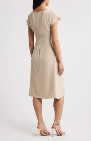 CONNECTED APPAREL Twist Wrap Waist Shift Dress