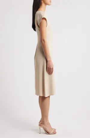 CONNECTED APPAREL Twist Wrap Waist Shift Dress