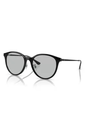 Ray-ban 55mm Round Frame Sunglasses - Black/light Grey