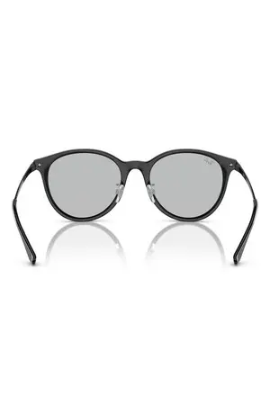 Ray-ban 55mm Round Frame Sunglasses - Black/light Grey