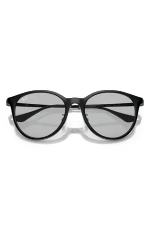 Ray-ban 55mm Round Frame Sunglasses - Black/light Grey