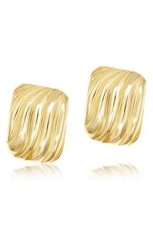 SHYMI Oversized Textured Square Earrings - Gold