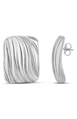 SHYMI Oversized Textured Square Earrings - Silver