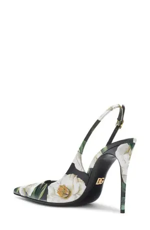 Dolce & Gabbana Gardenia Print Slingback Pumps