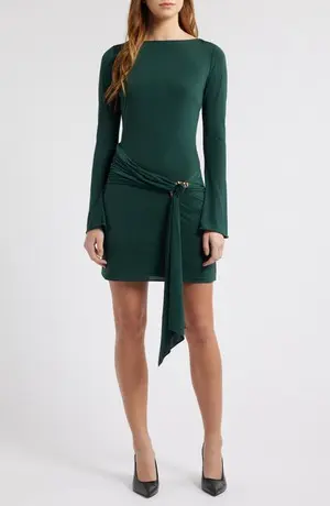 MISTRESS ROCKS Long Sleeve Draped Minidress