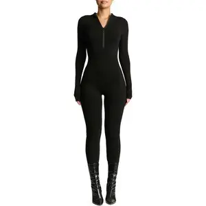 Naked Wardrobe Naked Wardrobe Quarter Zip Jumpsuit Black