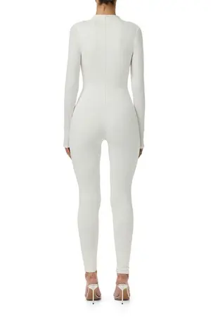 Naked Wardrobe Quarter Zip Jumpsuit - White