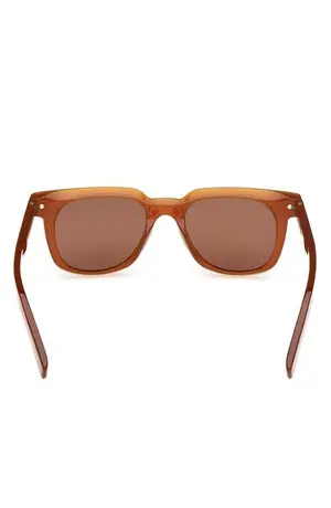 Zegna 50mm Square Frame Sunglasses - Milky Vicuna/ Brass / Brown