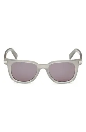 Zegna ZEGNA 50mm Square Frame Sunglasses Shiny Milky Grey