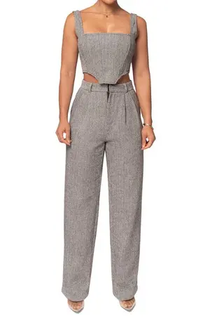 JLUXLABEL Herringbone Tweed Pleated Pants