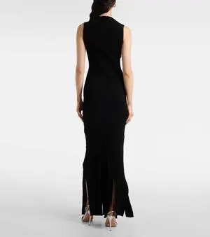 Victoria Beckham Pleated Ribbed-knit Gown - Black