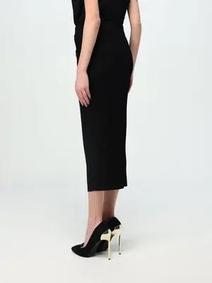 Balmain Ribbed Knit Midi Skirt - Black