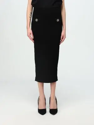 Balmain Ribbed Knit Midi Skirt - Black