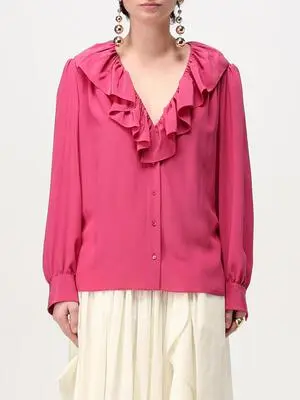 Chloé Ruffled V-neck Shirt - Pink
