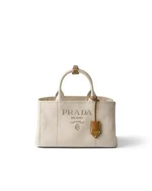 Prada Jardinière Large Linen Blend Handbag - Neutral