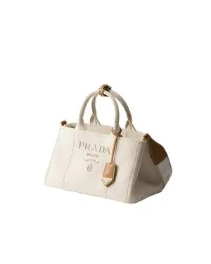 Prada Jardinière Large Linen Blend Handbag - Neutral