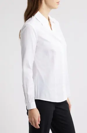 Anne Klein Cotton-blend Poplin Button-up Shirt