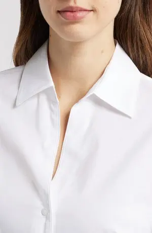 Anne Klein Cotton-blend Poplin Button-up Shirt
