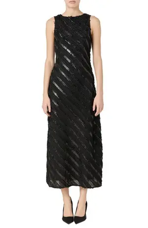 Endless Rose Sequin Stripe Maxi Dress - Black