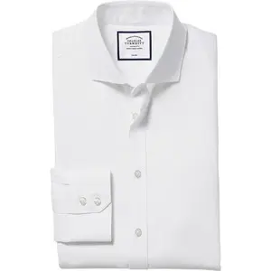 CHARLES TYRWHITT Non-iron Twill Extreme Cutaway Slim Fit Single Cuff - White
