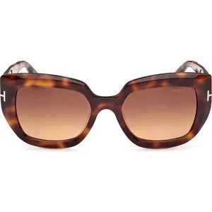 TOM FORD 53mm Butterfly Sunglasses - Classic Havana / T Logo