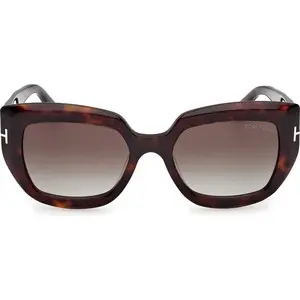 TOM FORD 53mm Butterfly Sunglasses - Dark Havana Eco /t Logo