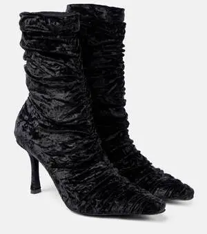 JIMMY CHOO Lotta 85 Velvet Ankle Boots - Black