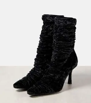 JIMMY CHOO Lotta 85 Velvet Ankle Boots - Black