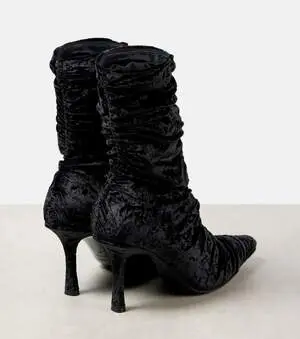 JIMMY CHOO Lotta 85 Velvet Ankle Boots - Black