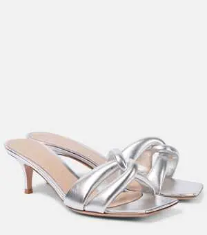 GIANVITO ROSSI Amour Metallic Leather Mules