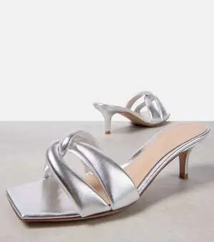 GIANVITO ROSSI Amour Metallic Leather Mules