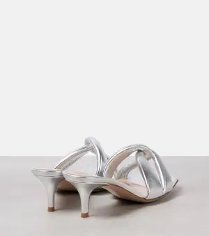 GIANVITO ROSSI Amour Metallic Leather Mules