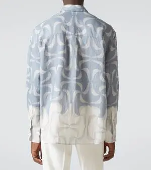 Commas Mantra Printed Linen Shirt - Blue