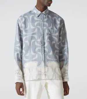 Commas Mantra Printed Linen Shirt - Blue