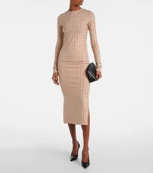 Sportmax Nome Crystal-embellished Midi Skirt - Beige