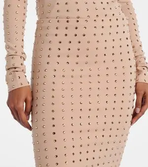 Sportmax Nome Crystal-embellished Midi Skirt - Beige