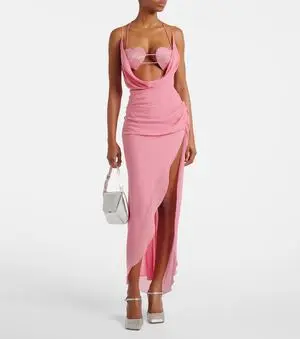 Amina Muaddi Charlotte Crystal-embellished Satin Pumps