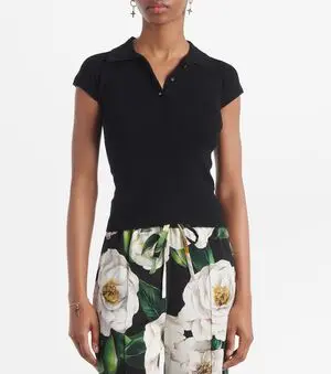 Dolce & Gabbana Ribbed-knit Polo Shirt - Black